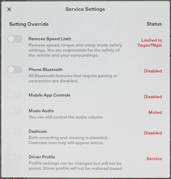 Service Mode – TeslaTap